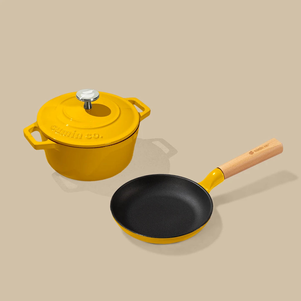 Mini Enamel Dutch Oven & Frying Pan Duo Set (1.2L + 16cm)
